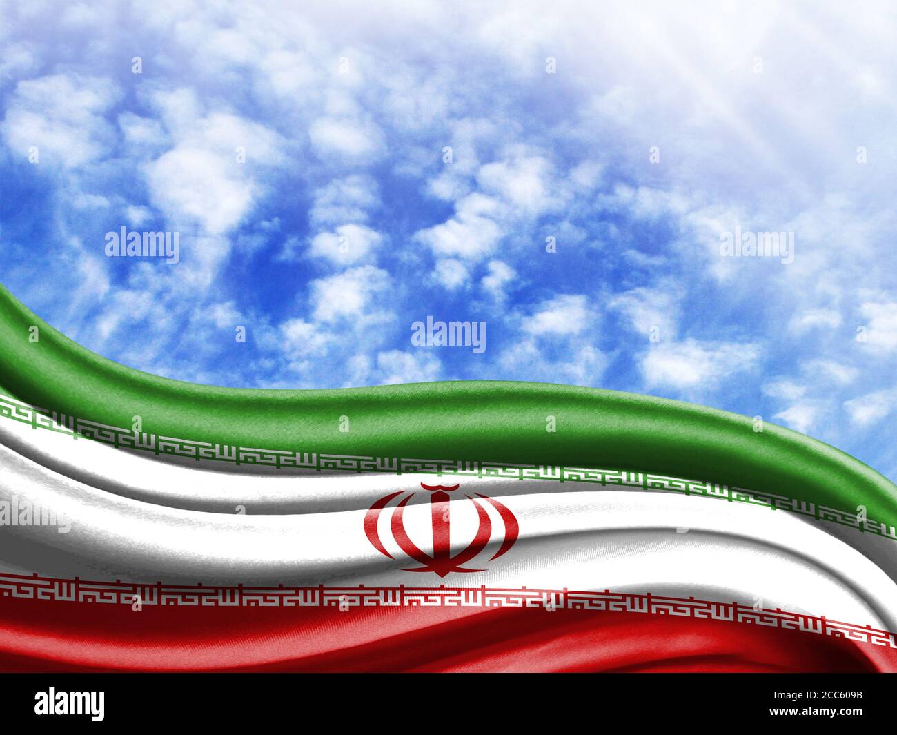 Iran flag against the sky, with place for text Stock Photo - Alamy