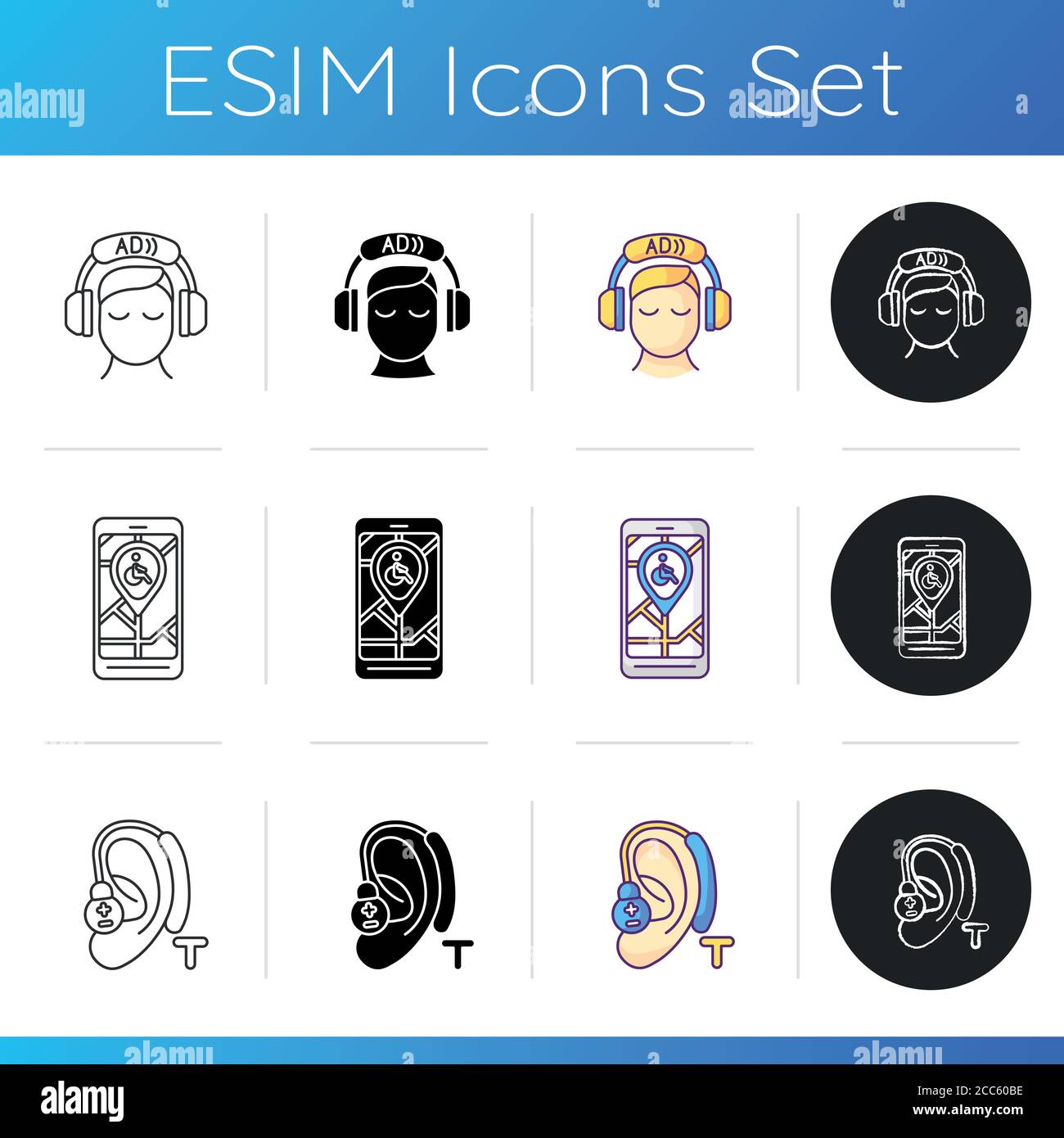 Devices for disabled people icons set Stock Vector Image & Art - Alamy