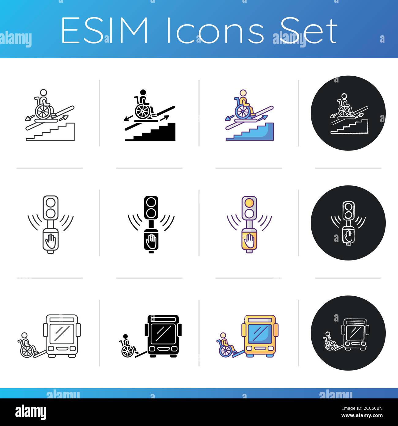 Wheelchair users facilities icons set Stock Vector Image & Art - Alamy