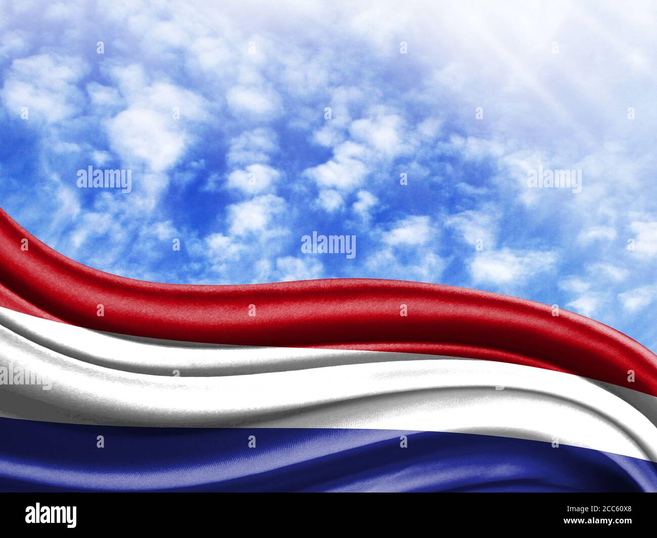 Netherlands flag against the sky, with place for text Stock Photo - Alamy