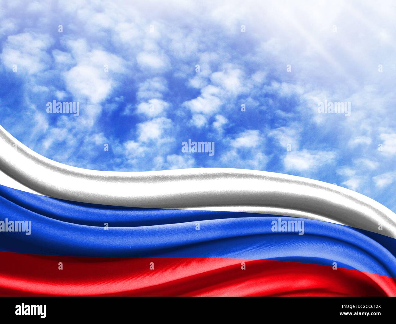 Russia flag against the sky, with place for text Stock Photo - Alamy