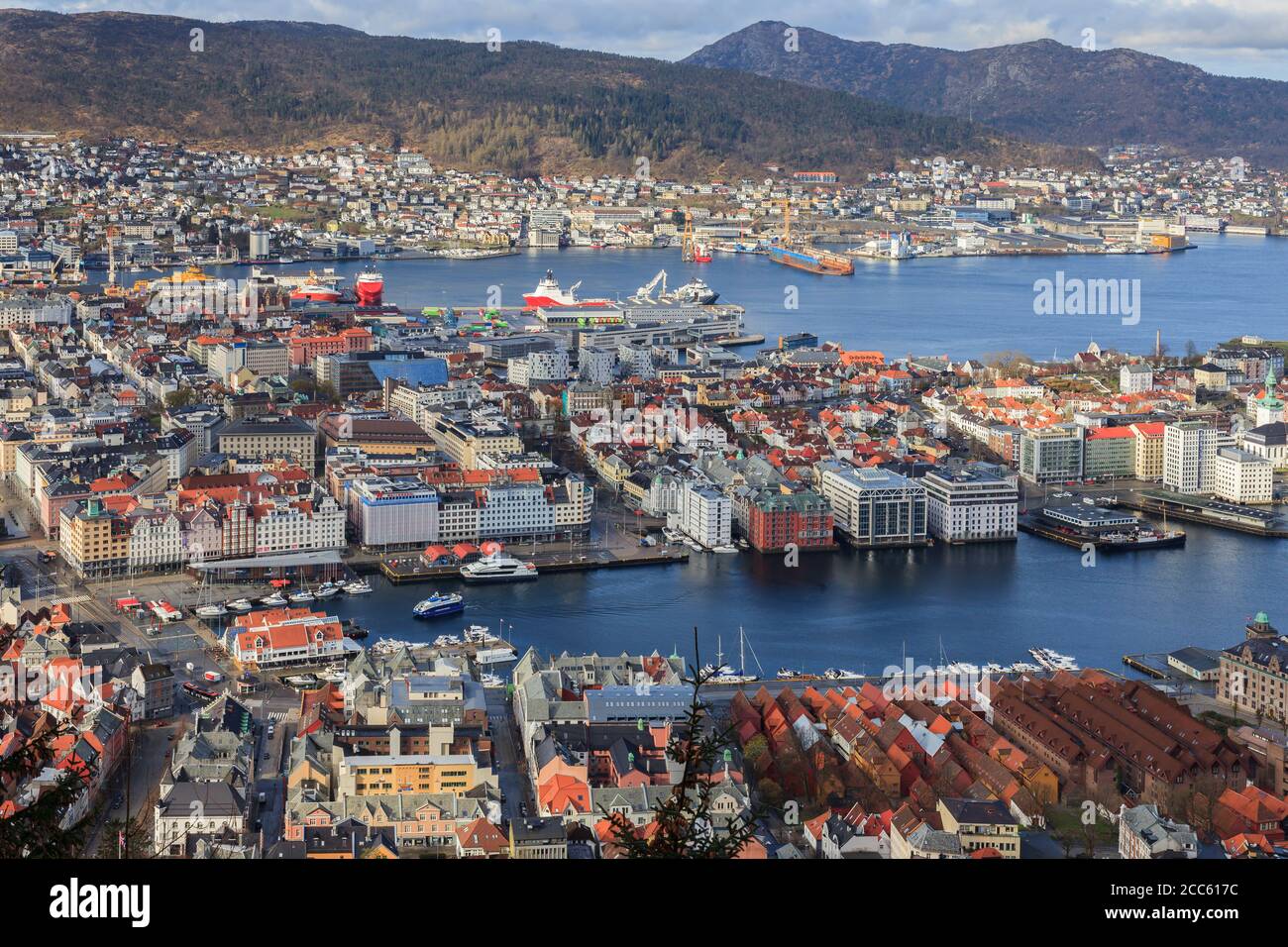 BERGEN NORWAY - 2016 MAY 01. Bergen city with the famous bryggen and ...