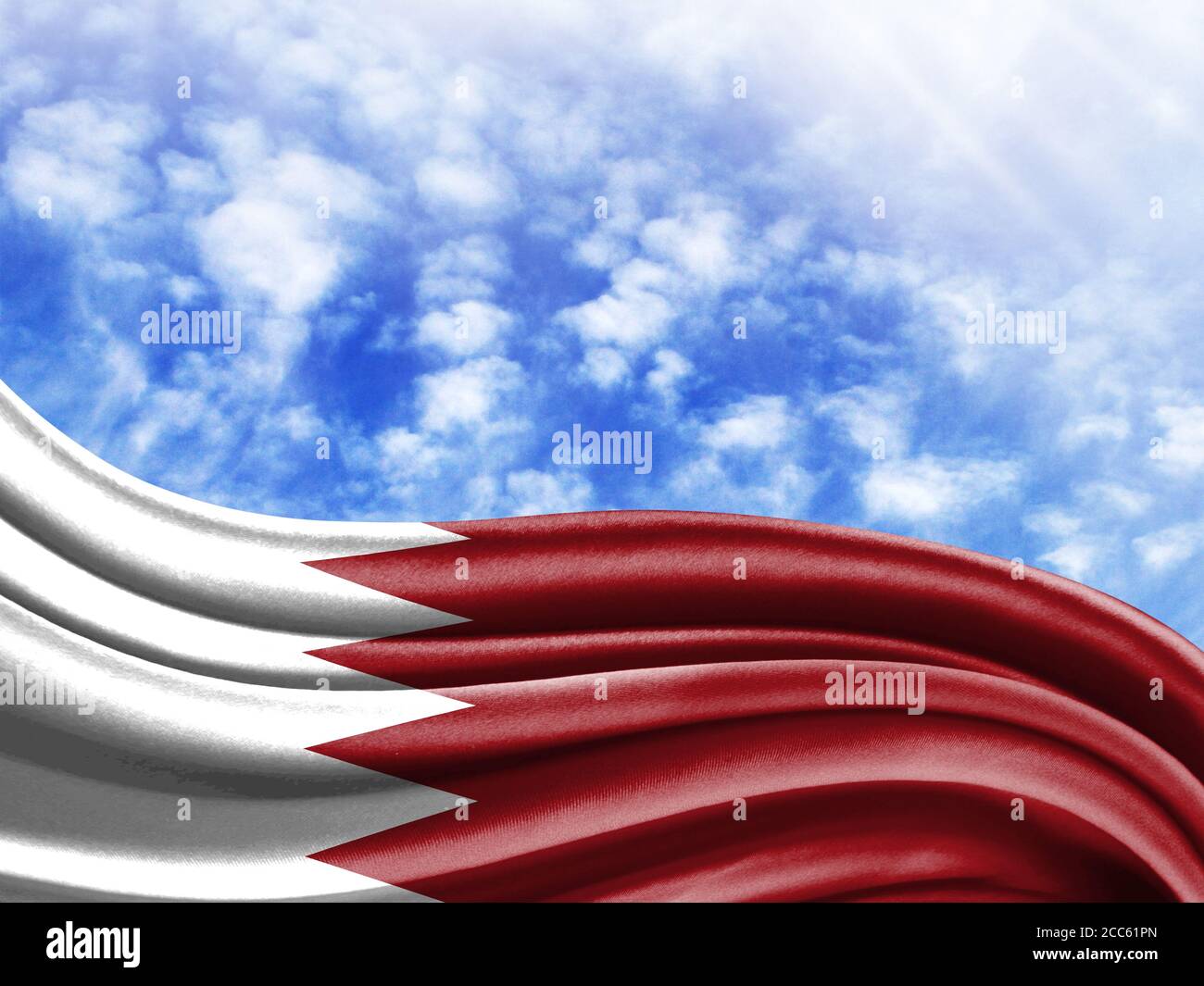 Bahrain flag against the sky, with place for text Stock Photo - Alamy