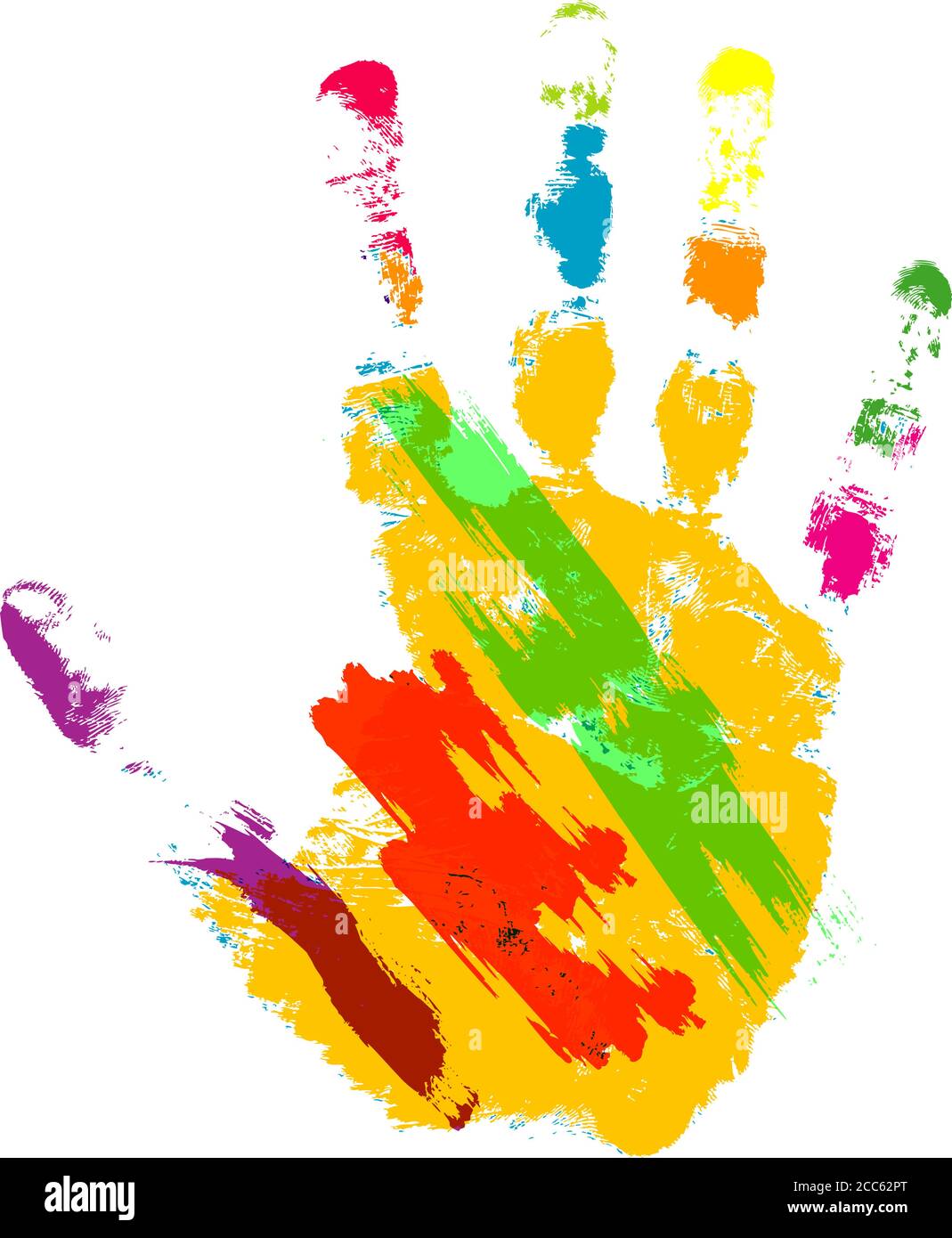 hand print with paint strokes, vector illustration Stock Vector Image ...