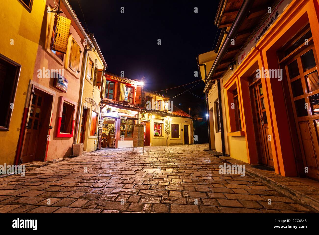 BAR, MONTENEGRO - MAY 25, 2013: Cafe and restaurant at the main street ...