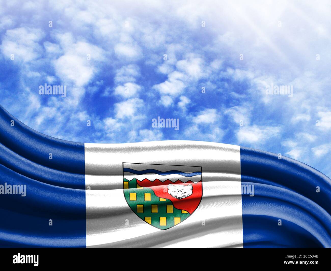 Northwest Territories flag against the sky, with place for text Stock ...