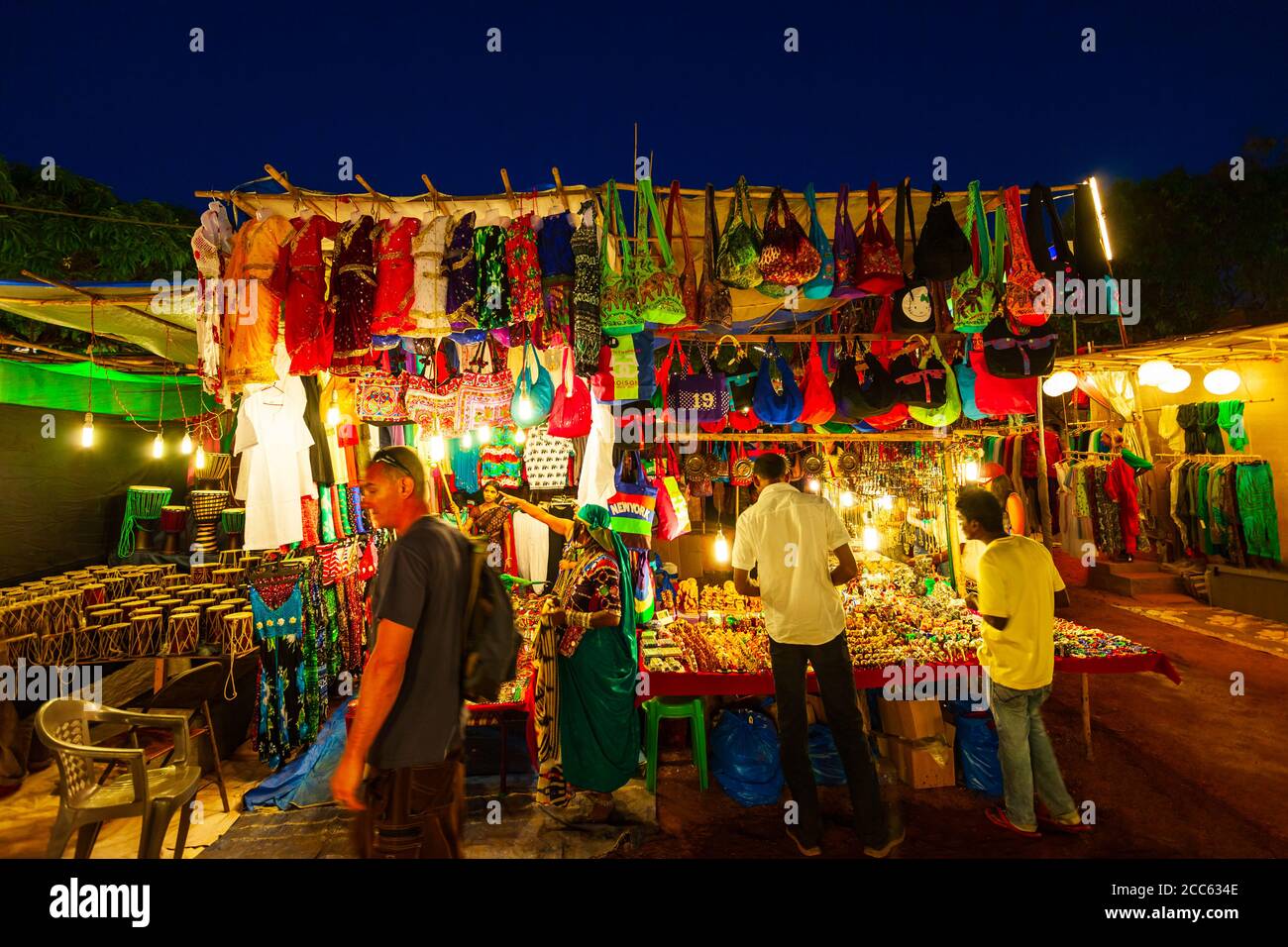 GOA, INDIA - FEBRUARY 22, 2014: Arpora night market in Goa, India Stock ...