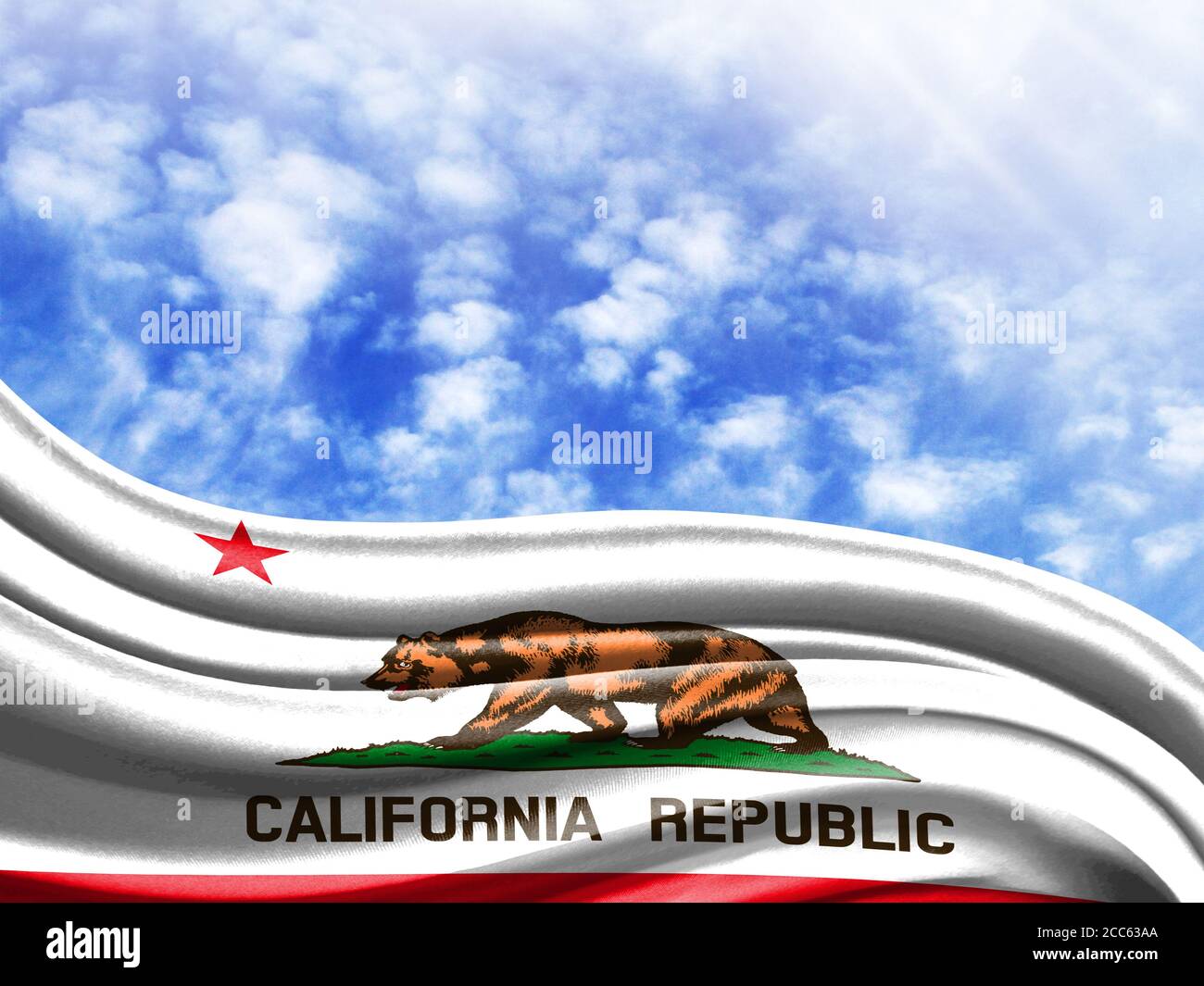 State of California flag against the sky, with place for text Stock ...