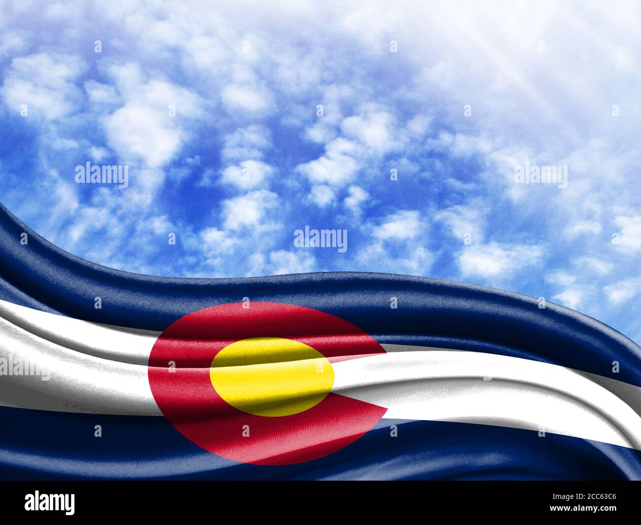 State of Colorado flag against the sky, with place for text Stock Photo ...
