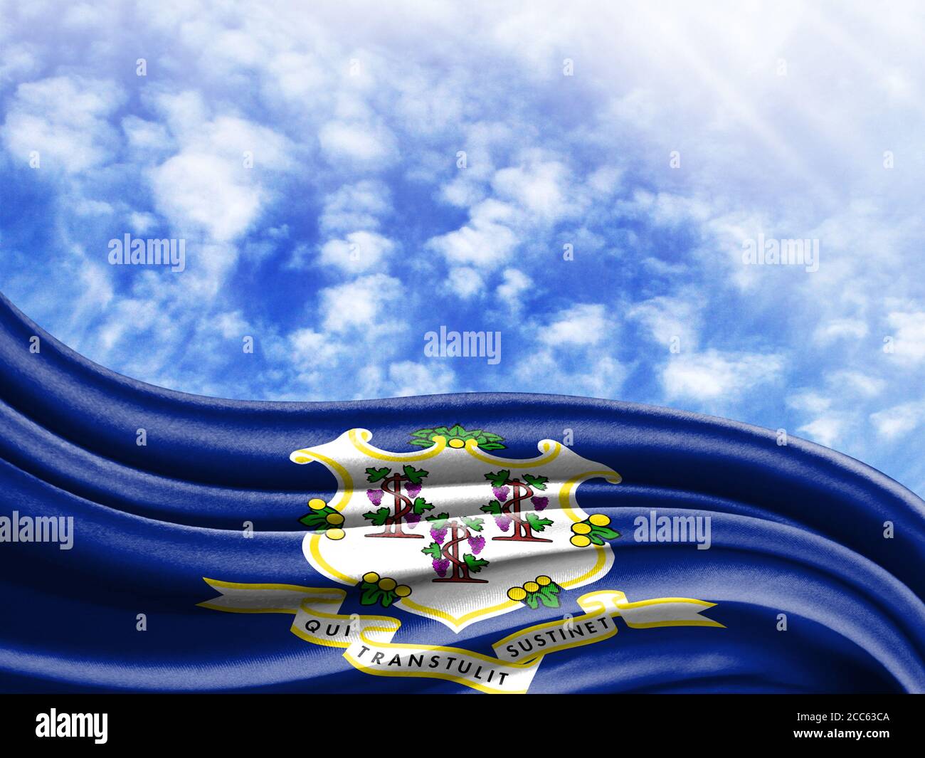 State of Connecticut flag against the sky, with place for text Stock ...