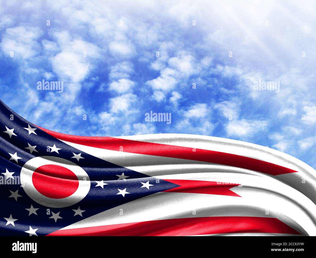 State of Ohio flag against the sky, with place for text Stock Photo - Alamy