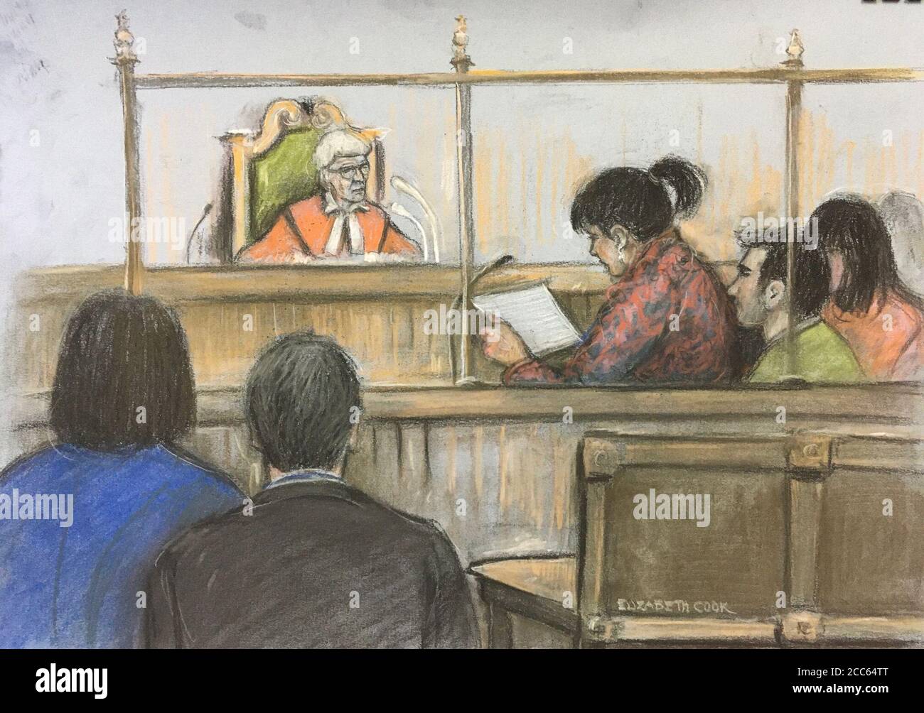 Court artist sketch by Elizabeth Cook of Lisa Rutherford, mother of 17 ...
