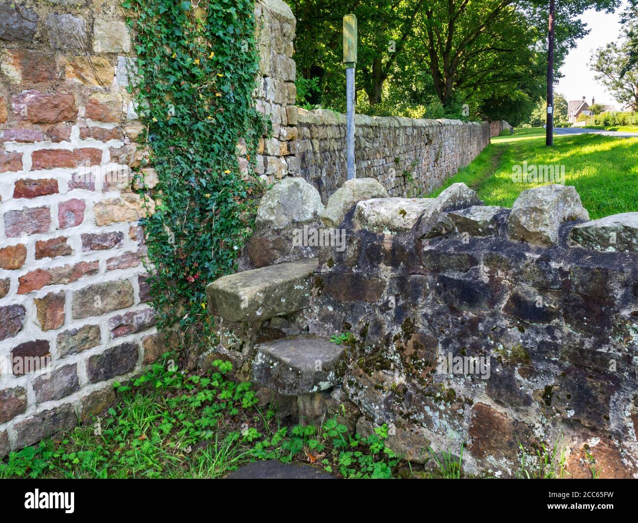 Public footpath along the northern flanking wall at Rudding Park Estate ...