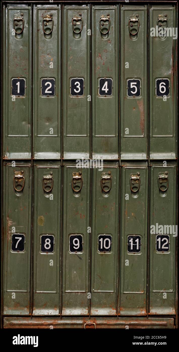 Backgrounds and textures: old green metal cabinet with vertical storage ...