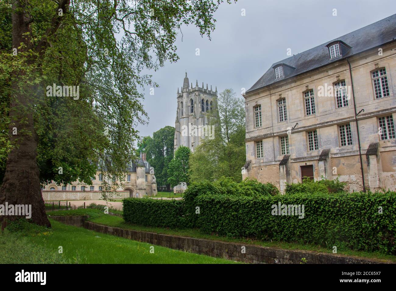 Tower Saint-Nicolas of the catholic benedictine abbey of Bec Hellouin ...