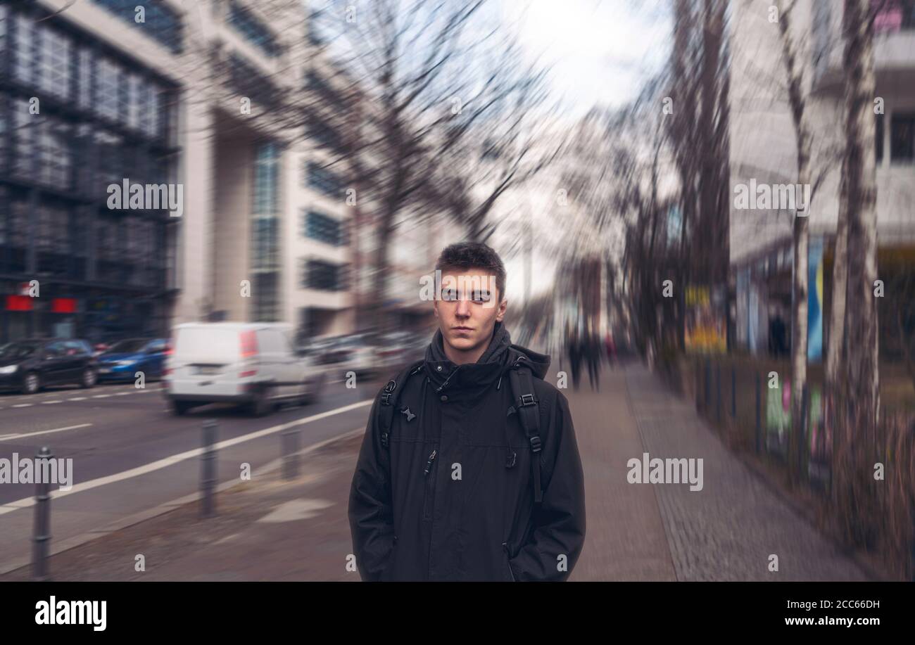 portrait of a serious young man in the streets of Berlin Stock Photo ...
