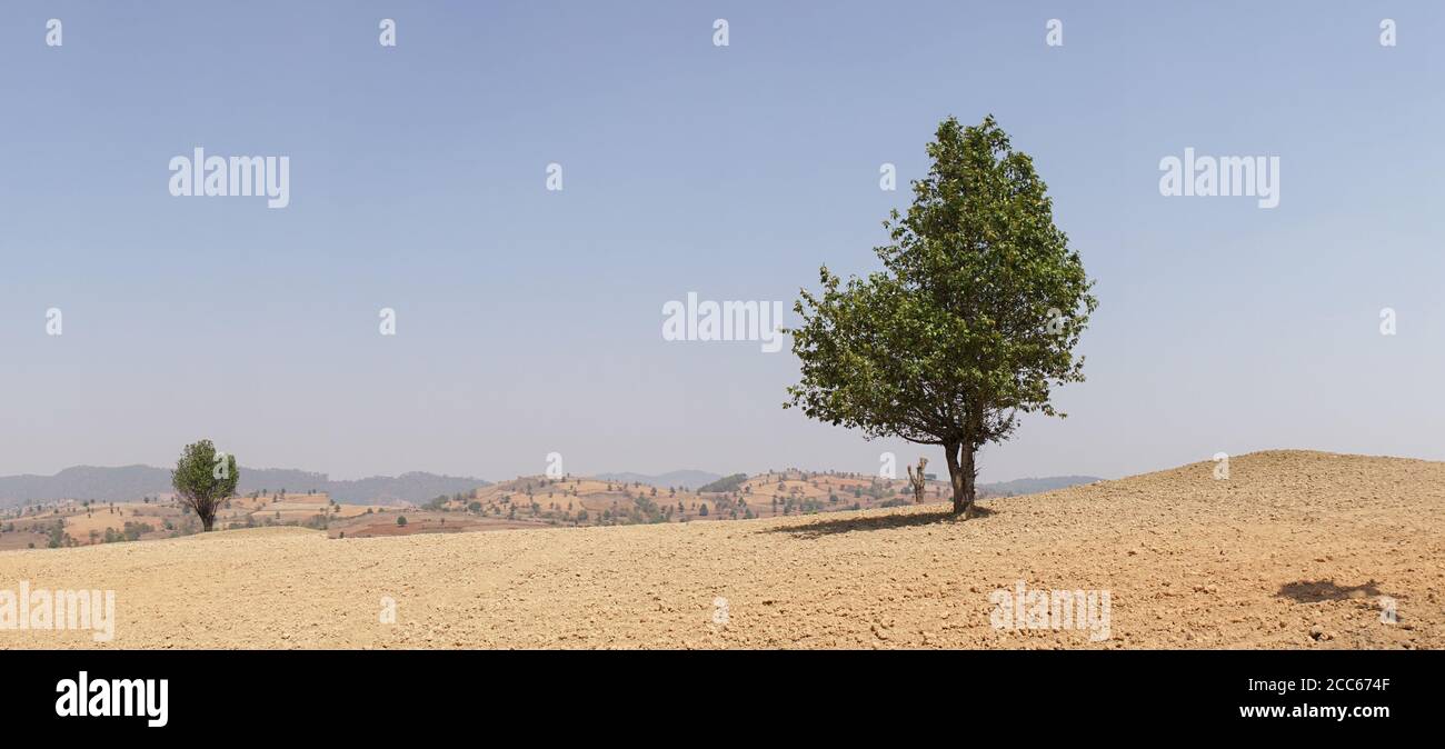 Country side hill and tree landscapes of Myanmar along the Kalaw to ...