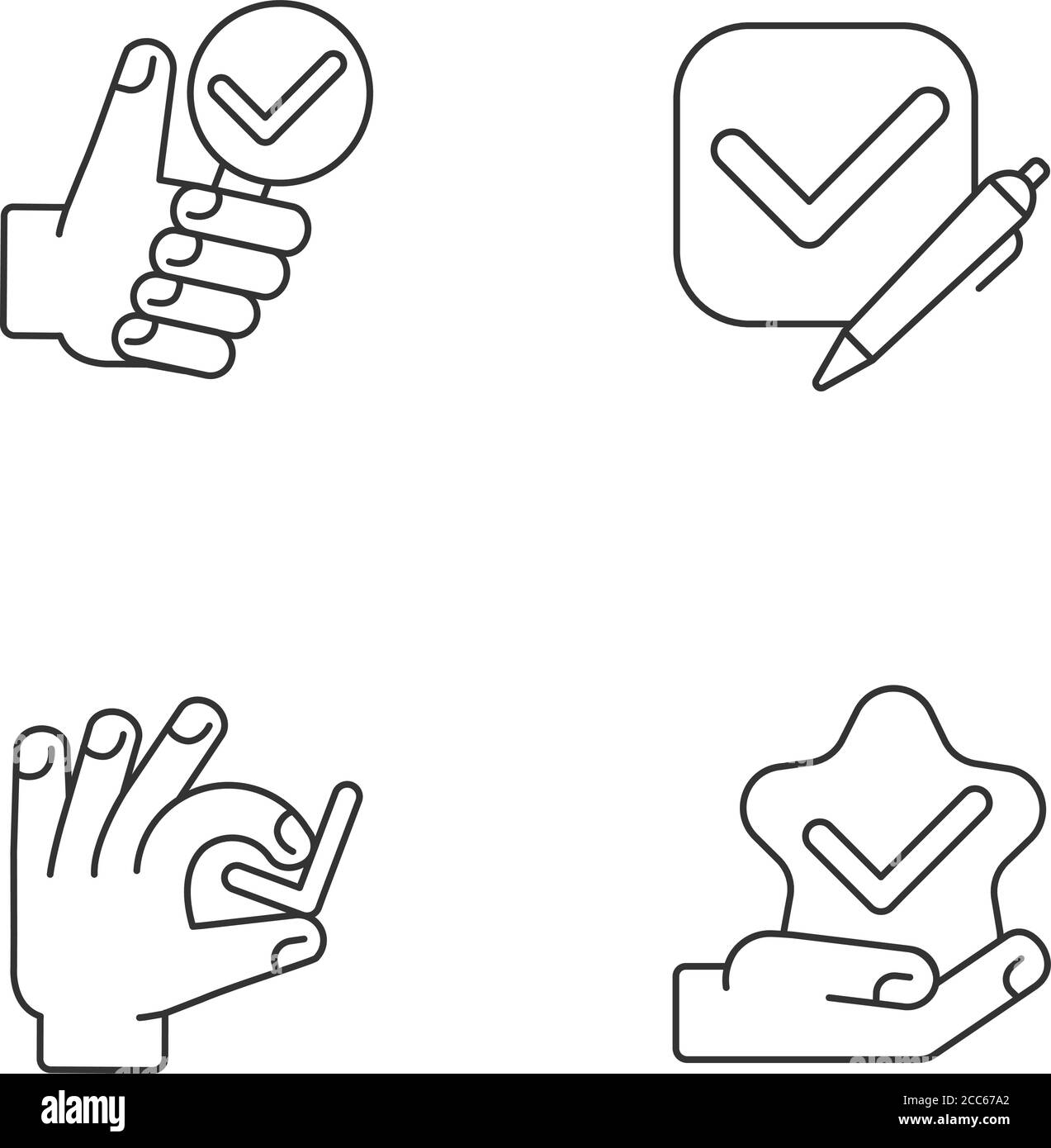 Review checkmark linear icons set Stock Vector Image & Art - Alamy