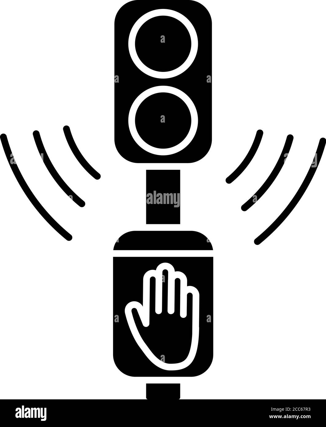 Acoustic traffic lights signals black glyph icon Stock Vector Image ...