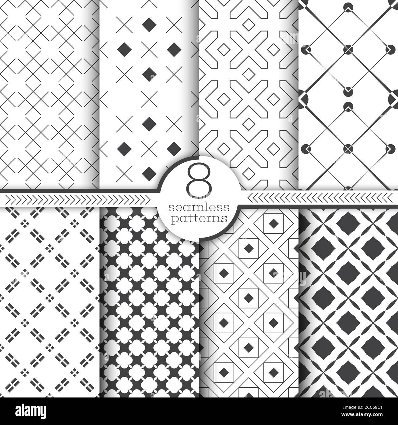 Set of vector seamless patterns. Classical geometric textures ...