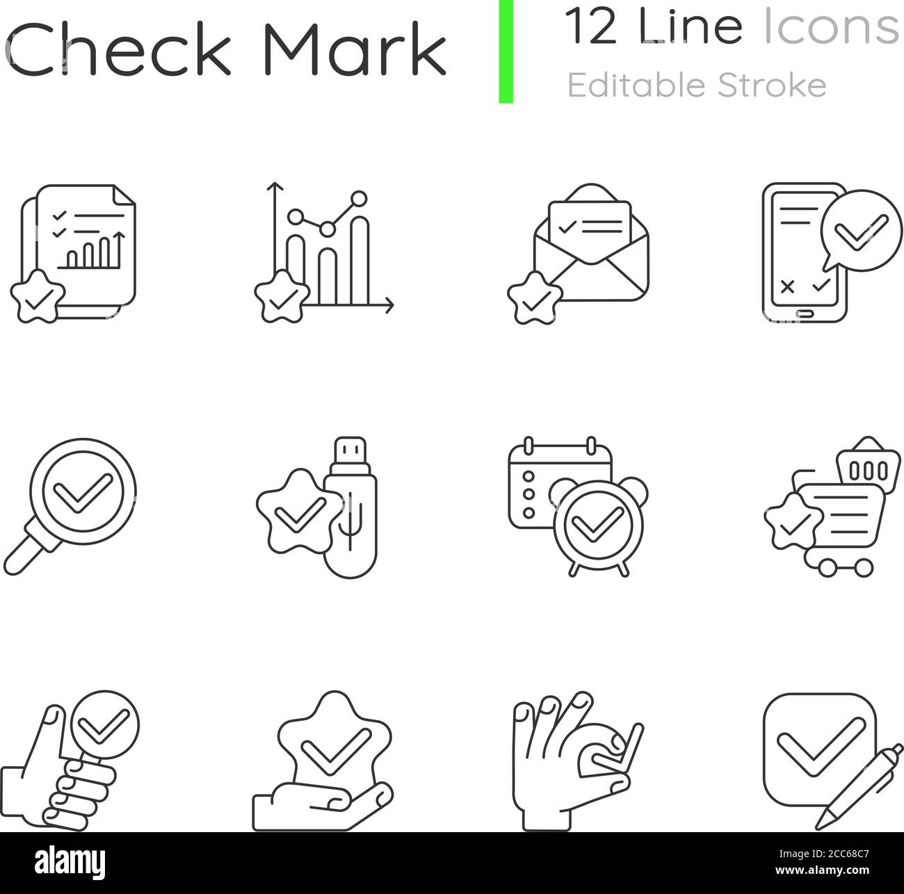 Checkmark linear icons set Stock Vector Image & Art - Alamy