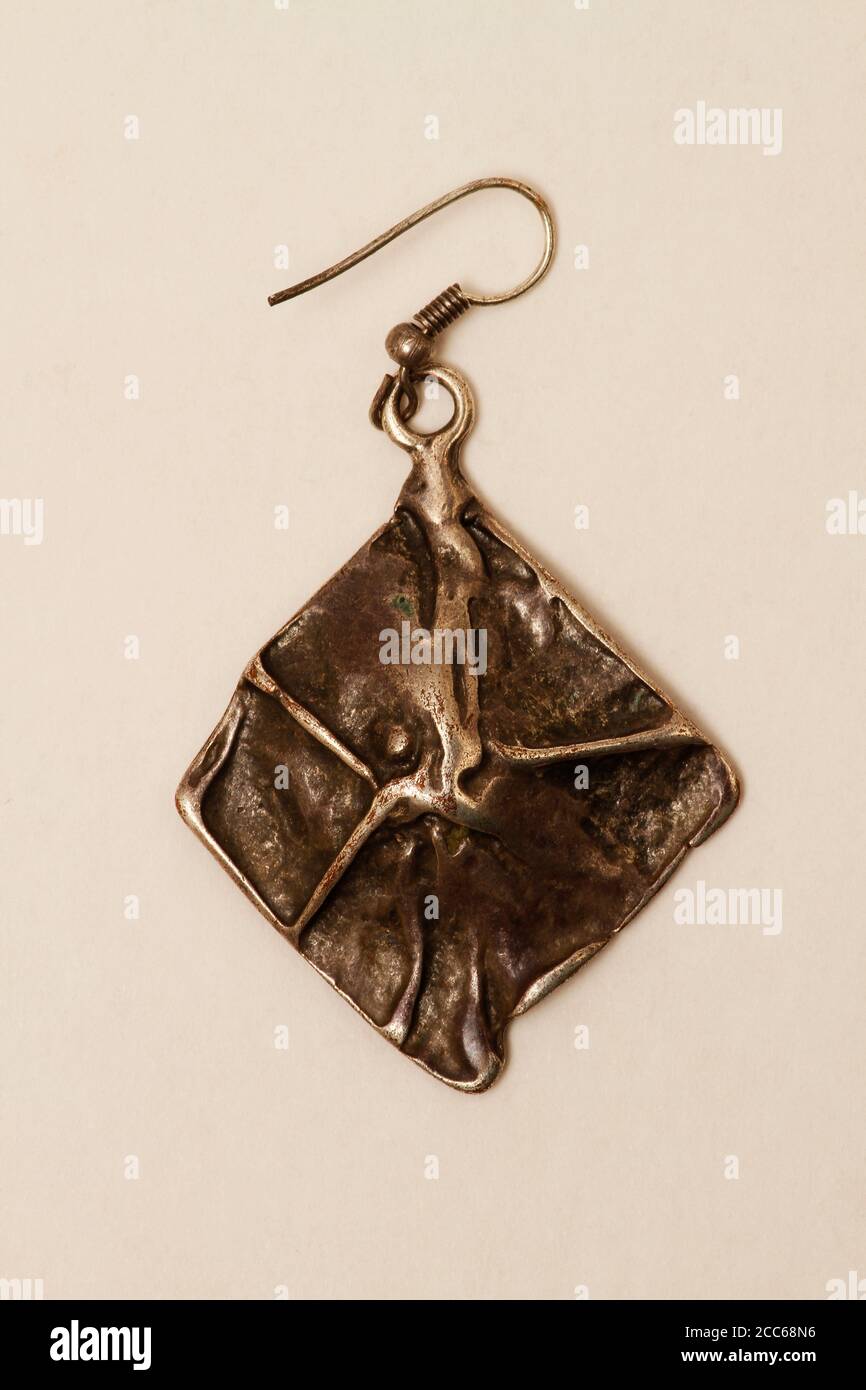 Earring made of silver and darkened. Silver earrings made by hand work ...