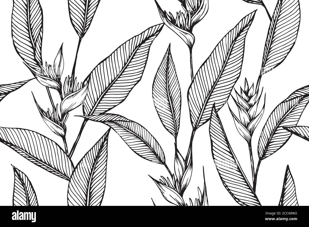 Hawaiian flower tropical leaves pattern seamless background ...