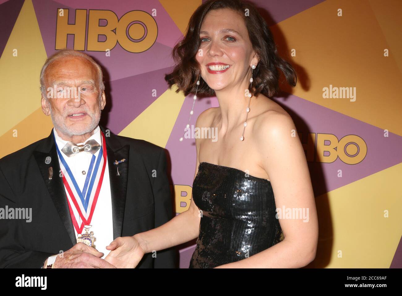 LOS ANGELES - JAN 7: Buzz Aldrin, Maggie Gyllenhaal at the HBO Post ...