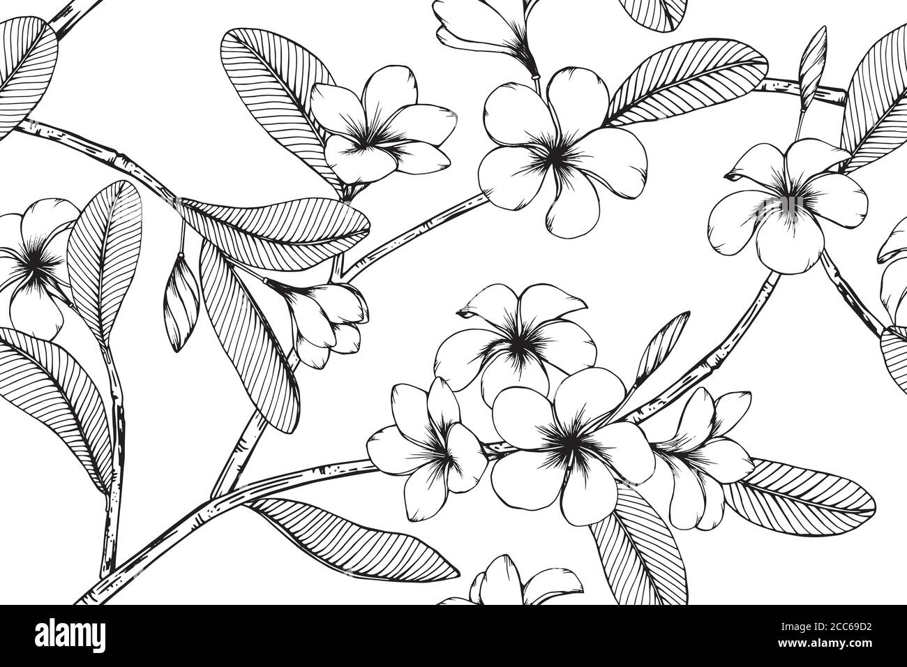 Hawaiian flower tropical leaves pattern seamless background ...