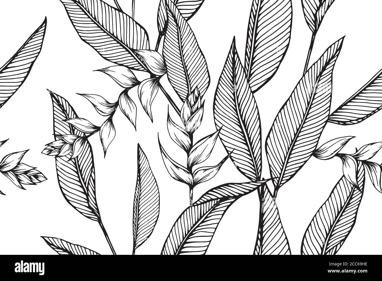 Hawaiian flower tropical leaves pattern seamless background ...