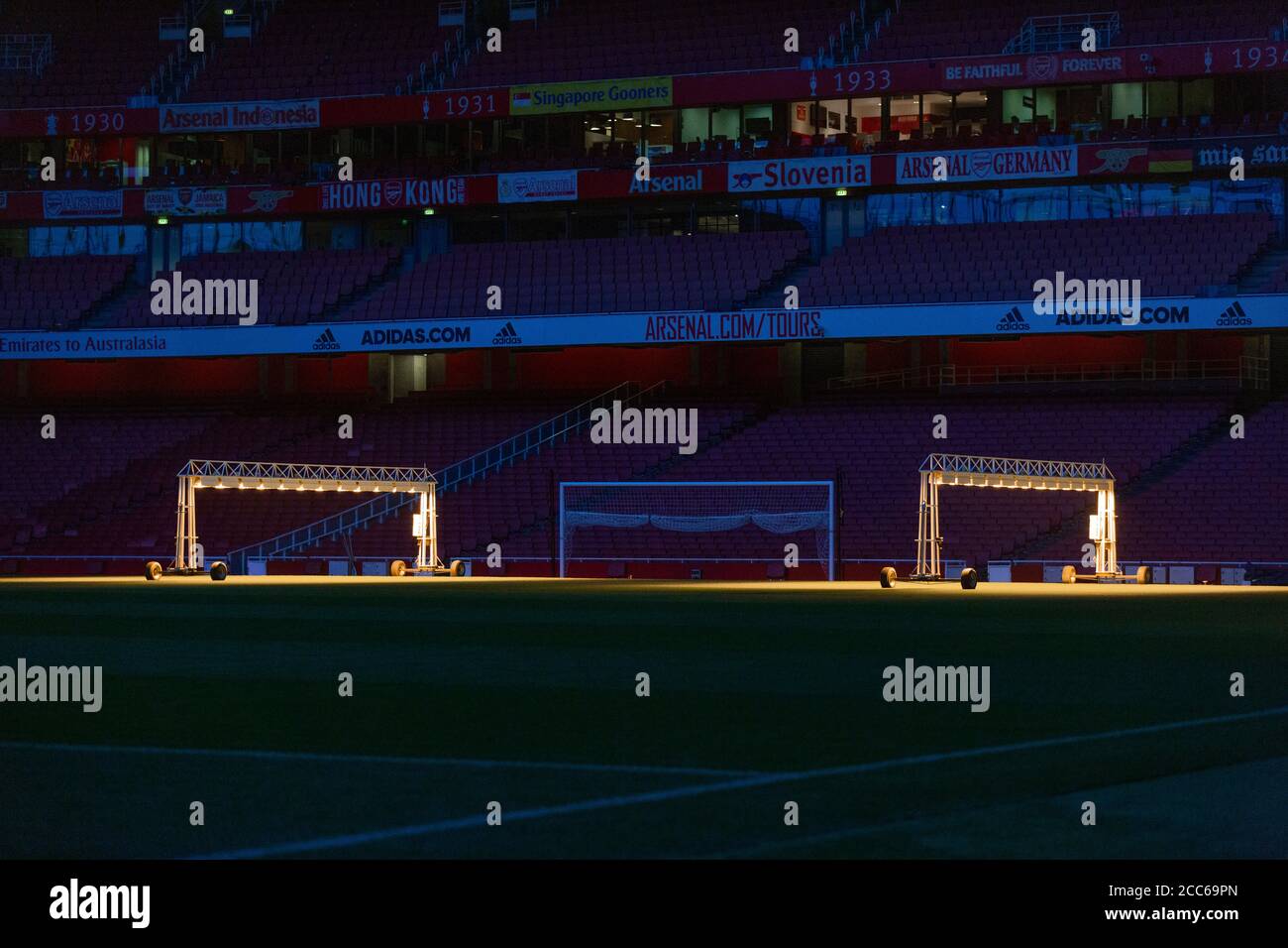 Artificial lighting used during winter months at Emirates Stadium Stock ...