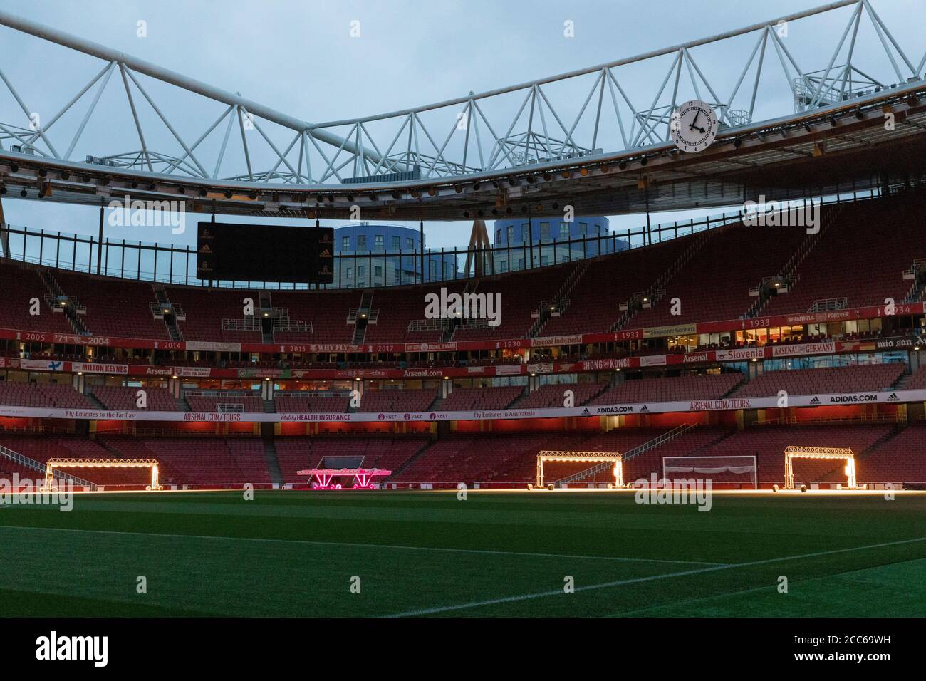 Artificial lighting used during winter months at Emirates Stadium Stock ...