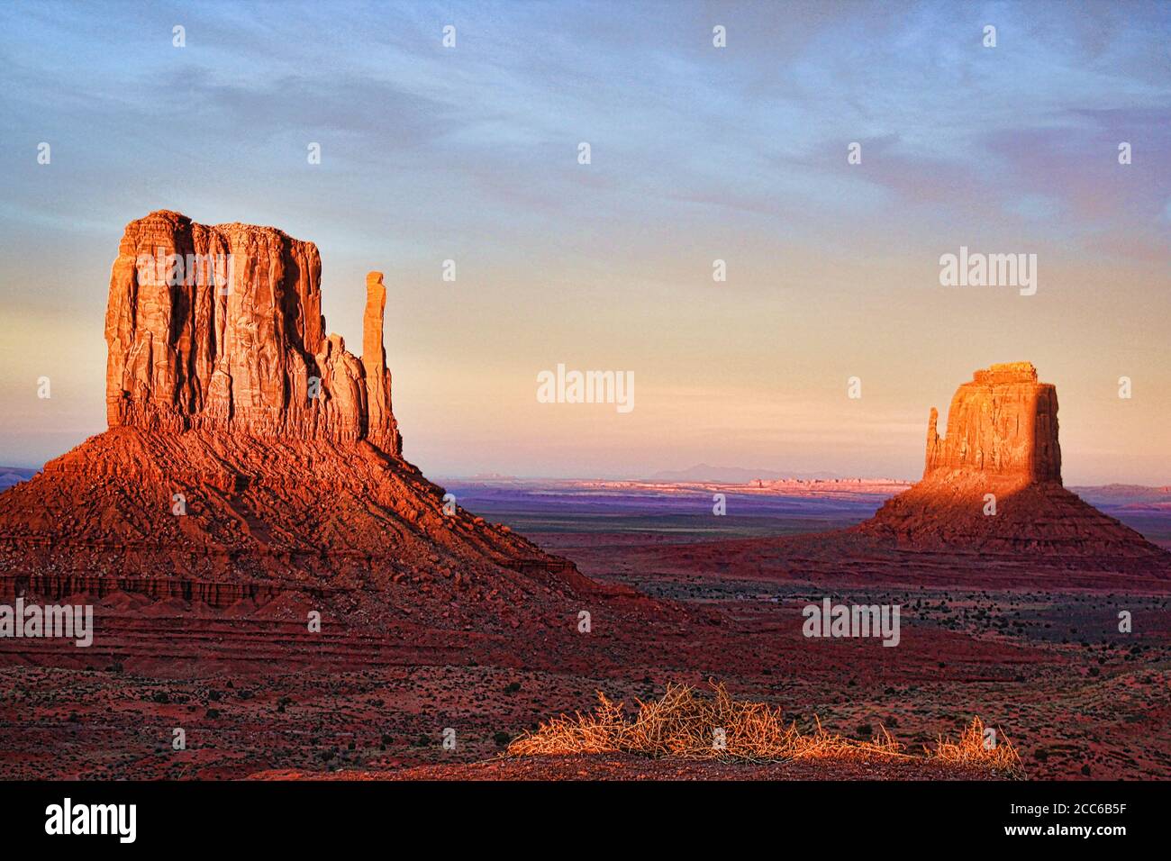 Landscape of rock formations in Monument Valley, Arizona Stock Photo ...