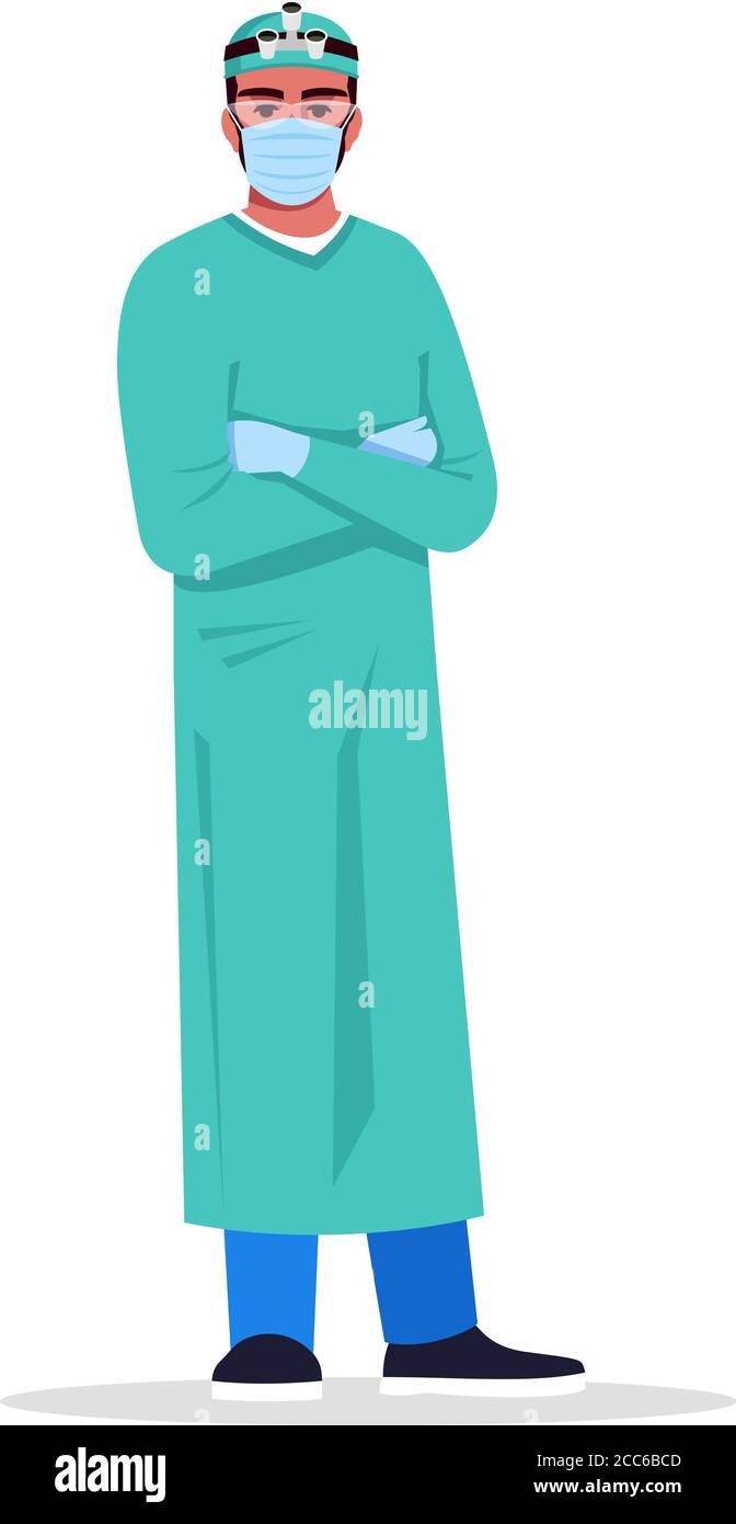 Surgeon semi flat RGB color vector illustration Stock Vector Image ...