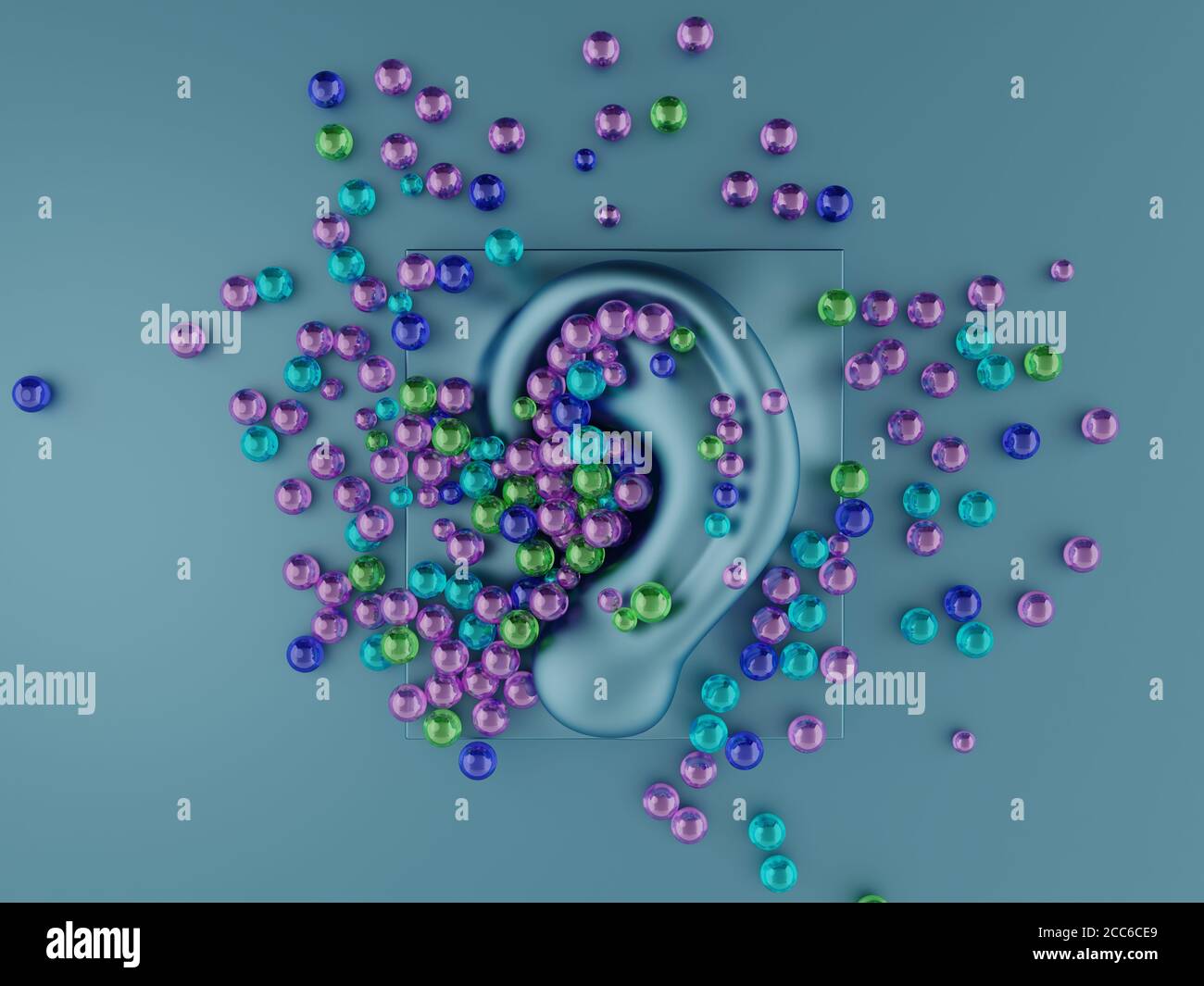 Multicolored orbeez balls scattered on a ASMR microphone. Autonomous ...