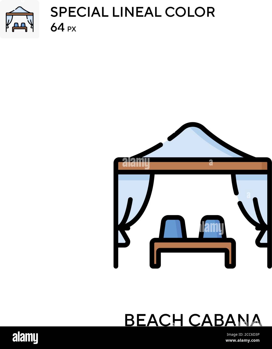 Beach cabana soecial lineal color vector icon. Illustration symbol ...