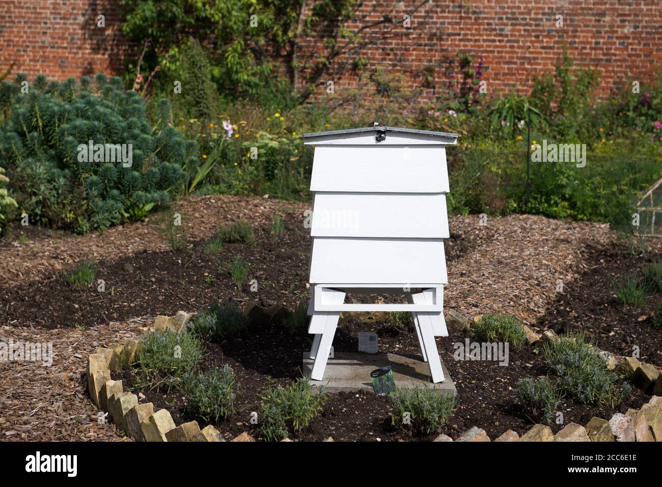 Large white beehive in large garden Stock Photo - Alamy