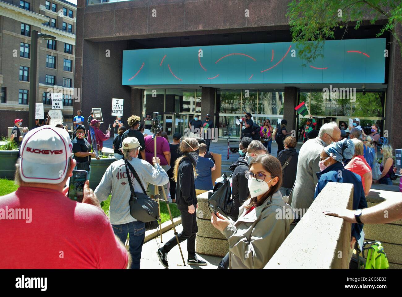 Dayton, Ohio, United States 05/30/2020 protesters at a black lives ...