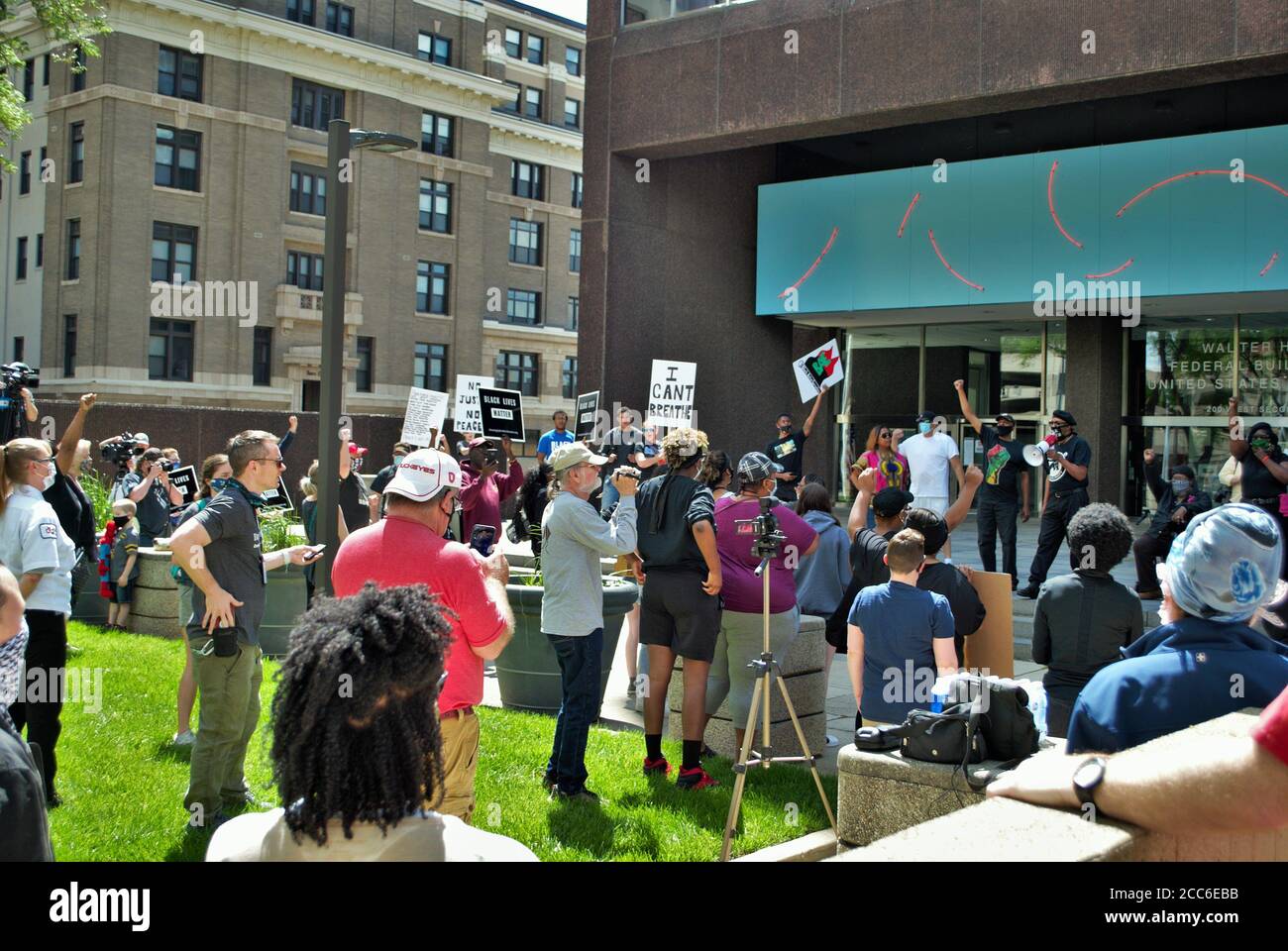 Dayton, Ohio, United States 05/30/2020 protesters at a black lives ...