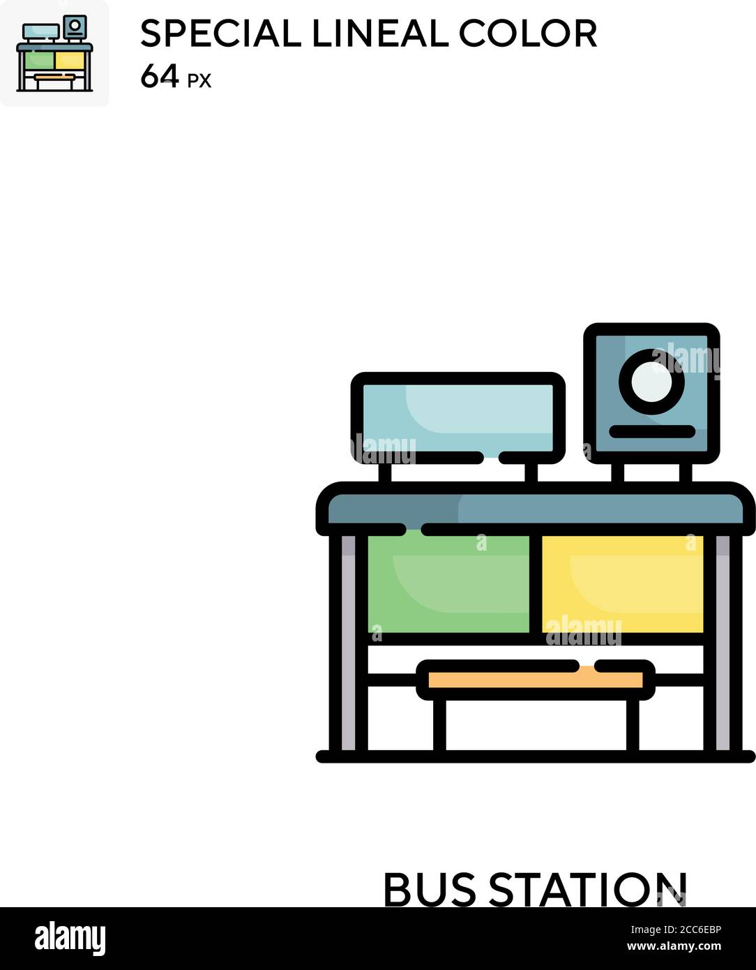 Bus station soecial lineal color vector icon. Illustration symbol ...