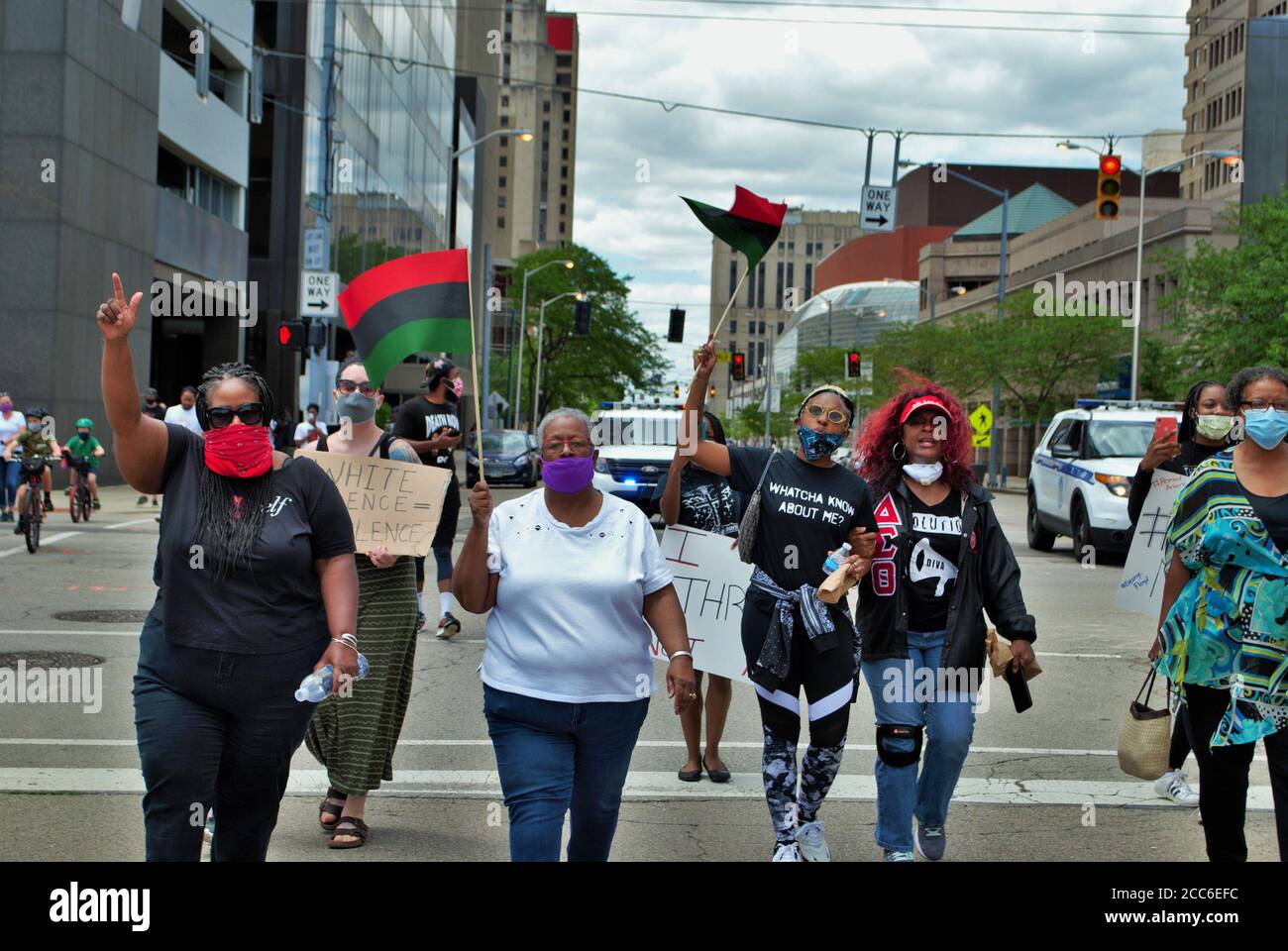 Dayton, Ohio, United States 05/30/2020 protesters at a black lives ...