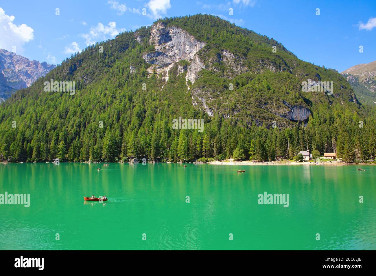 Spectacular Nature of Lake Prags in Italy . Boats on the Pragser ...