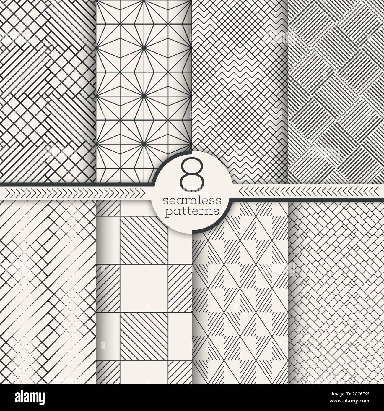 Set of seamless patterns. Modern stylish textures. Regularly repeating geometrical ornaments ...
