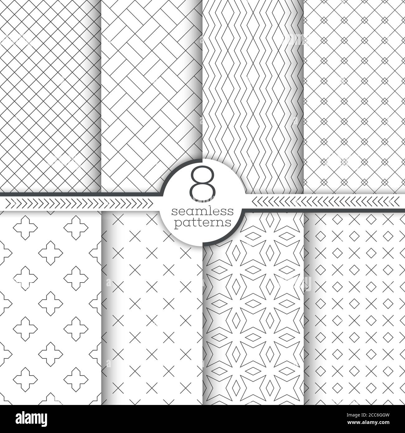 Set of seamless patterns. Modern simple linear textures. Regularly ...
