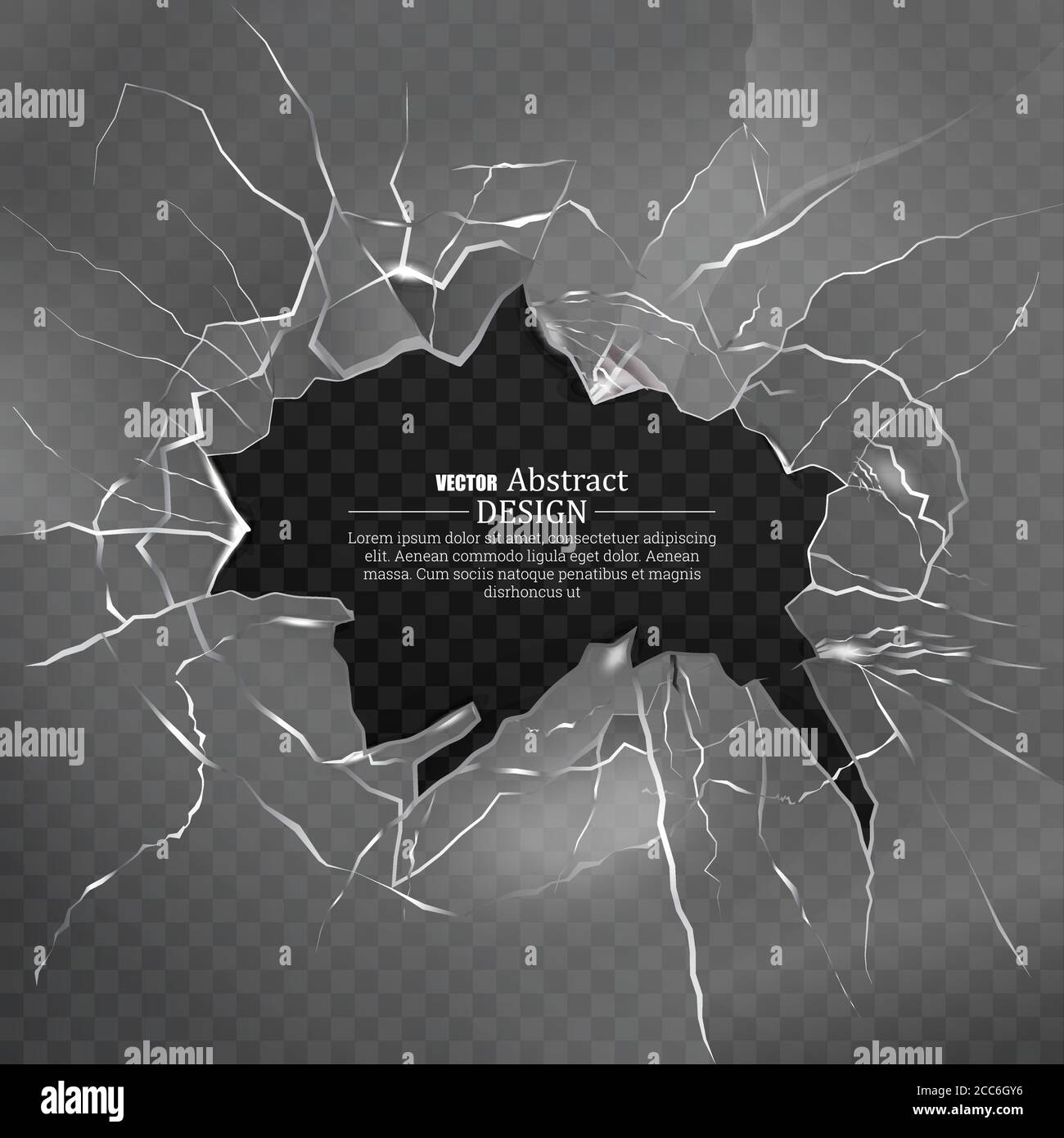 The broken glass on the transparent isolated background. A blank space ...