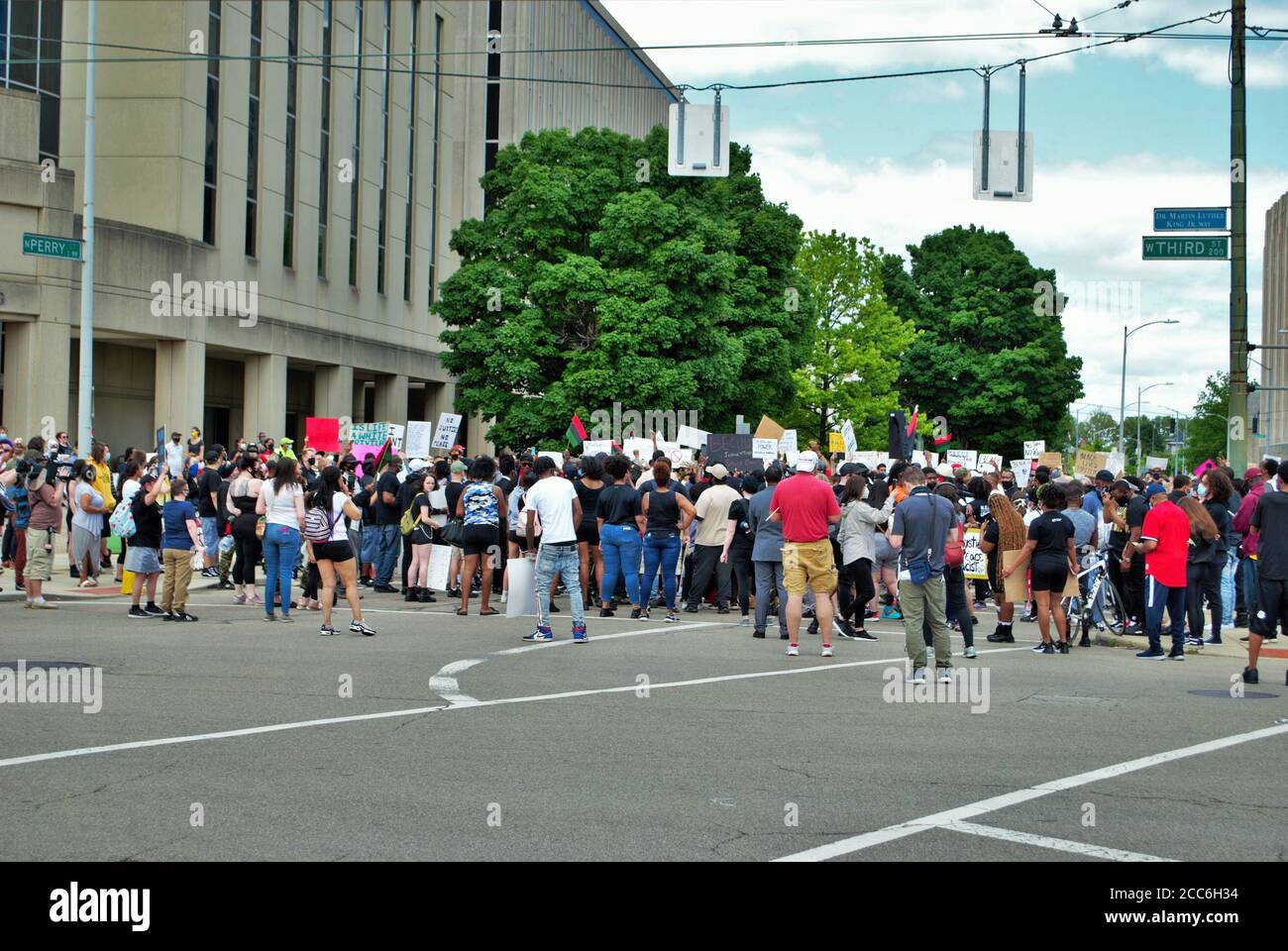 Dayton, Ohio, United States 05/30/2020 protesters at a black lives ...