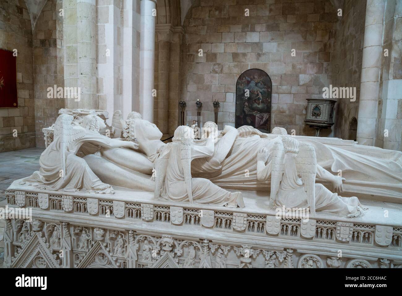 Tomb of Dona Ines de Castro in the Monastery Santa Maria de Alcobaça ...