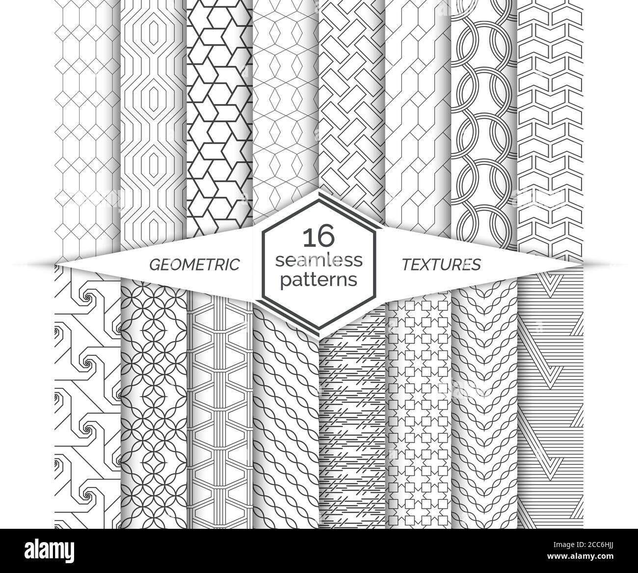 Big set of seamless patterns.Modern elegant linear textures.Regularly repeating geometrical ...
