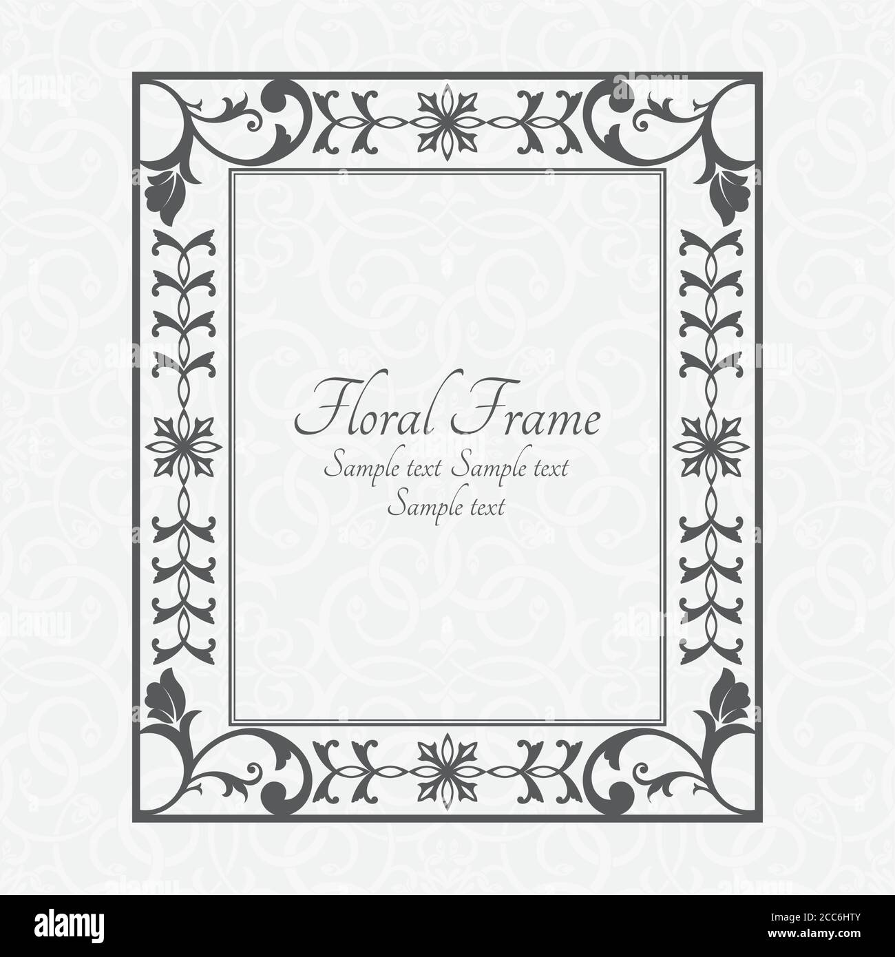 Vintage monochrome frame in Baroque style. Decorative ancient ornament. A flower rectangular ...