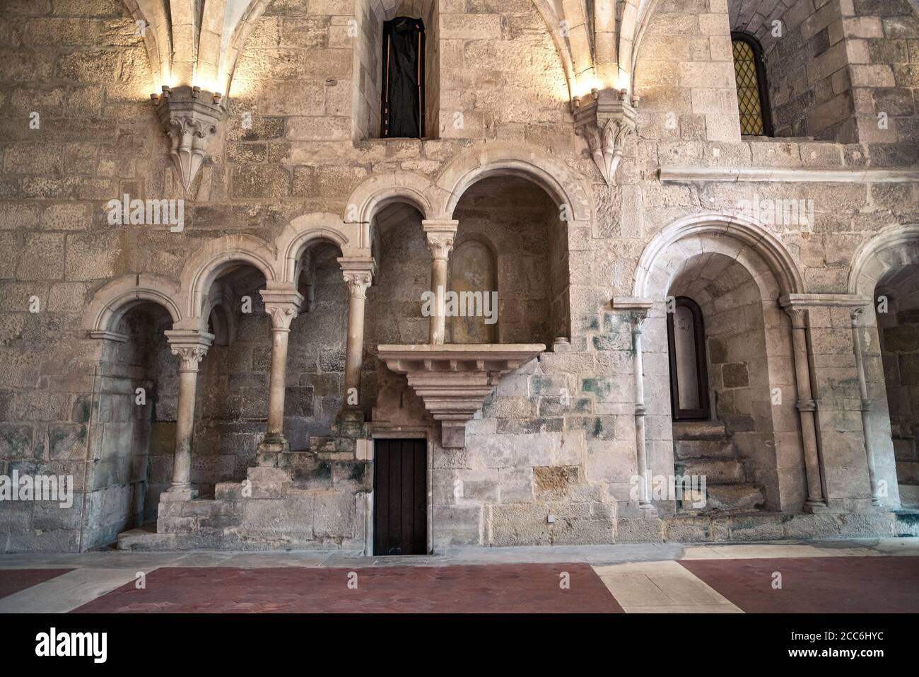 Arched gallery with a staircase leading to a pulpit of Refectory at the ...
